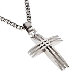 ZEEme Herren Kette mit Anh&auml;nger "Edelstahl mit Kreuz-Anh&auml;nger 50cm lang", 50cm, Edelstahl, L: 50 B: 27mm, grau, Edelstahl, B:27mm, Halsketten
