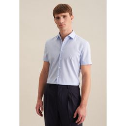 Seidensticker Herren Businesshemd "Slim", blau, Gr. 43, unifarben, 100% Baumwolle, Hemden, Slim Kurzarm Kentkragen Uni