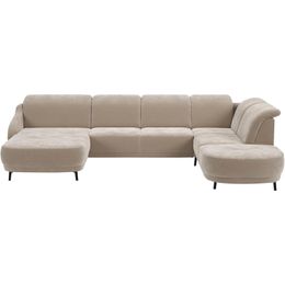 Sit & More Wohnlandschaft SIT & MORE, B:356cm H:93cm T:249cm, beige, 100% Polyester, Sofas, "Blues U-Form", inkl. Kopfteilverstellung, wahlweise mit Klapptisch