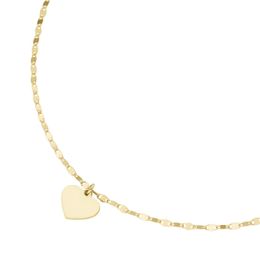 Smart Jewel Damen Kette mit Anhänger "Herz-Anhänger an Fantasiekette, Silber 925", 45cm, Silber 925 (Sterlingsilber), gold, Silber 925