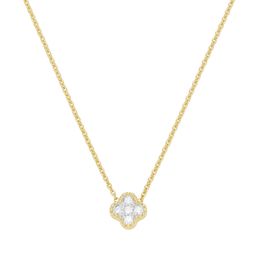 Luigi Merano Damen Collier "Mittelteil Blüte, mit funkelnden Brillanten, Gold 585", 45cm, Gelbgold 585, gold, Gelbgold 585, Halsketten