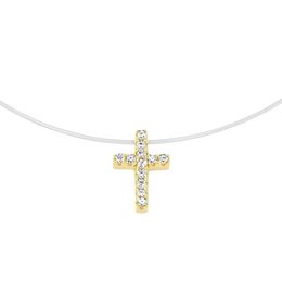 Smart Jewel Damen Collier "Anh&auml;nger Kreuz, Silber 925", 45cm, Silber 925 (Sterlingsilber), gold, Silber 925 (Sterlingsilber), Halsketten