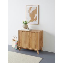 Sideboard Andas, B:80cm H:75cm T:40cm, braun, Dekorfolie, Hartfaserplatte, MDF, Wohnzimmer, Sideboards, "Pandrup", Kommode mit 2 Türen und 2