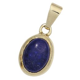 Jobo Damen Kettenanh&auml;nger "Anh&auml;nger oval", Gelbgold 585, gelb, Gelbgold 585, Schmuckanh&auml;nger, 585 Gold mit Lapislazuli