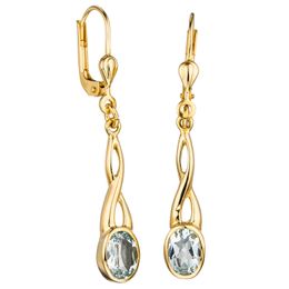 Jobo Damen Paar Ohrh&auml;nger "Ohrringe mit Aquamarin", Gelbgold 585, gelb, Gelbgold 585, Ohrringe, 585 Gold