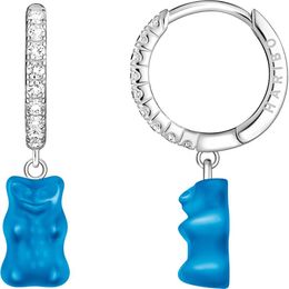 Thomas Sabo Damen Single-Creole "Thomas Sabo x HARIBO Schmuck: Einzel-Creole mit Goldbär", Silber 925 (Sterlingsilber), blau, Silber 925