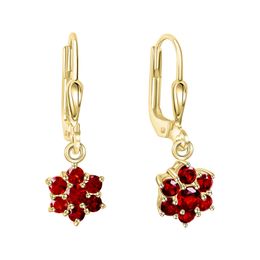 Vivance Damen Paar Ohrh&auml;nger "333/- Gelbgold mit Granat", one-size, Gold, gelb, Gold, Ohrringe