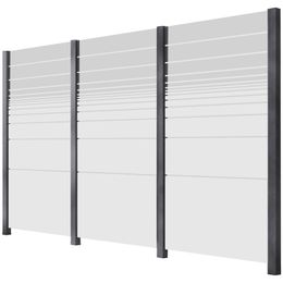 STAKET PRO Zaun, Pfosten: 4 Stk., grau, Garten, Zaunelemente, Glaszaun, Gesamtl&auml;nge: 3,361 m, 4 Pfosten