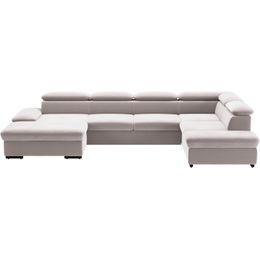 Sit & More Wohnlandschaft SIT & MORE, B:349cm H:73cm T:226cm, silber, 98% Polyester, 2% Polyamid, Sofas, "Alcudia U-Form", wahlweise mit Bettfunktion