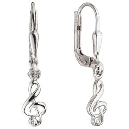 Jobo Damen Paar Ohrh&auml;nger "Notenschl&uuml;ssel", Silber 925 (Sterlingsilber), silber, Silber 925 (Sterlingsilber), Ohrringe, 925 Silber mit Zirkonia