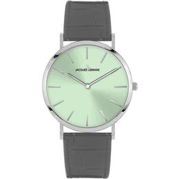 Jacques Lemans Damen Quarzuhr "Nizza", grau, Armbanduhren, Armbanduhr, Damenuhr, Lederarmband, Glas mit Saphirbeschichtung