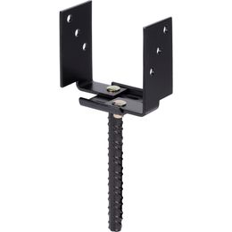 Alberts U-Pfostentr&auml;ger, &Oslash; 11mm, schwarz, Bodenanker, Breite 71-131 mm, Betonanker 200 mm