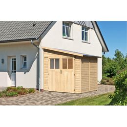 Gartenhaus Karibu, beige, Holzwerkstoff, Gartenhäuser, "Bodensee 2", naturbelassen oder terragrau