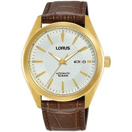 Lorus Herren Automatikuhr "Classic", braun, Armbanduhren, Armbanduhr, Herrenuhr, Mechanische Uhr, Lederarmband, analog, Tag