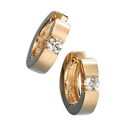 Jobo Damen Paar Creolen "Ohrringe mit Diamanten", 13,4mm, Diamanten Gelbgold 585, gelb, Diamanten, Gelbgold 585, Ohrringe, 585 Gold