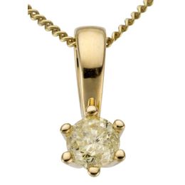 Firetti Damen Kettenanhänger "Schmuck Geschenk Gold 750 Halsschmuck Anhänger Halskette Solitär", 0,2 P2 = erkennbare Einschlüsse, Diamanten Gelbgold