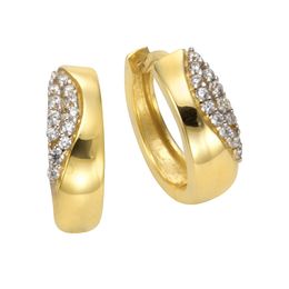 Firetti Damen Paar Creolen "Schmuck Geschenk Gold 333", 15mm, Gelbgold 333, gelb, Gelbgold 333, Ohrringe, mit Zirkonia (synth.)