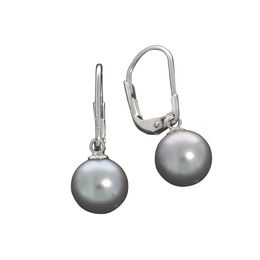 Vivance Damen Paar Ohrhänger "925 Silber rhodiniert mit Süßwasserzuchtperlen in grau", one-size, Silber 925 (Sterlingsilber), grau, Silber 925