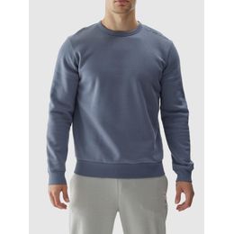 4F Herren Sweatshirt, blau, Gr. S, unifarben, Jersey, Obermaterial: 80% Baumwolle, 20% Polyester, Sweatshirts