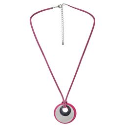 Steuer Damen Collierkettchen "Velourkette pink mit Kunststoff-Anhänger", 52cm, Metall, L: 52, pink, Metall, Halsketten
