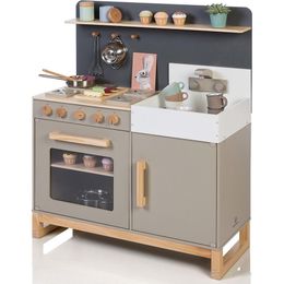 Musterkind Kinder Spielküche "Linum, warmgrau/natur", beige, Holz, B:76cm H:90cm T:36cm, Spielküchen