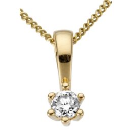 Firetti Damen Kettenanhänger "Schmuck Geschenk Gold 750 Halsschmuck Anhänger Halskette Solitär", 0,1 LR = lupenrein, Diamanten Gelbgold 750, 0,35 g,