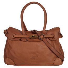 Samantha Look Damen Shopper, braun, Leder, unifarben, Taschen, echt Leder, Made in Italy