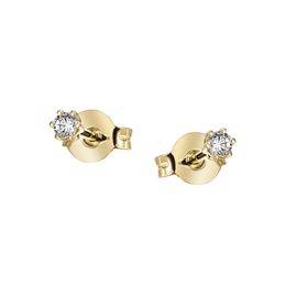 Firetti Damen Paar Ohrstecker "Schmuck Geschenk Gold 375 Ohrschmuck Solitär", 2,9mm, 0,1 P2 = erkennbare Einschlüsse, Diamanten Gelbgold 375, gold,