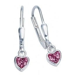 Firetti Mädchen Paar Ohrhänger "Schmuck Geschenk Silber 925 Ohrschmuck Patentbrisur Herzen", 5mm, Silber 925 (Sterlingsilber), rosa, Silber 925