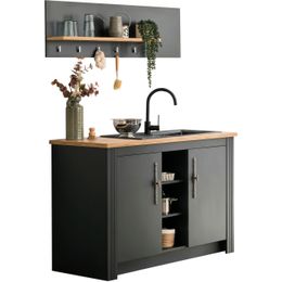 Pantryk&uuml;che KOCHSTATION, B:130cm T:60cm, grau, Komplettk&uuml;chen-Sets, "KS-Westminster", Breite 130 cm, ohne E-Ger&auml;te