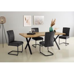 Esstisch Hela, B:200cm H:76cm T:100cm, beige, K&uuml;che, Tische, "GRETA BESTSELLER", Baumkantentisch (Nachb.), versch. Gr&ouml;&szlig;en, 46mm St&auml;rke, K&uuml;chentisch