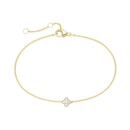 Luigi Merano Damen Armband "Mittelteil Blüte, mit funkelnden Brillanten, Gold 585", 19cm, Gelbgold 585, gold, Gelbgold 585, Armbänder