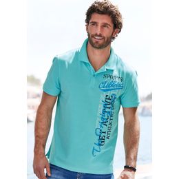 John Devin Herren Poloshirt, blau, Gr. XXL, bedruckt, Piqué, Obermaterial: 100% Baumwolle, Shirts, mit großem Druck vorn aus Baumwoll-Piqué