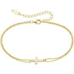 Damen Armband "Schmuck Geschenk Armband mit Kreuz", 23cm, Silber 925 (Sterlingsilber), gold, ANISTON JEWELRY & WATCHES, Silber 925 (Sterlingsilber),