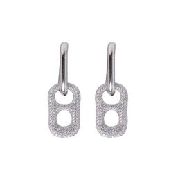 FILIPPA FIRENZE Damen Paar Creolen "Dolce far Niente", Edelstahl, silber, Edelstahl, Ohrringe, mit funkelnden Strass-Steinchen