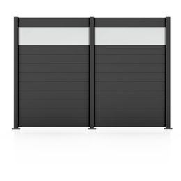 STAKET PRO Gartenzaun "Komplettzaun Paneel 150", H/L: 180cm x 2,48m, Pfosten: 3 Stk., schwarz, Zaunelemente, LxH: 248,4x187 cm, 2 Elemente &aacute; 120 cm