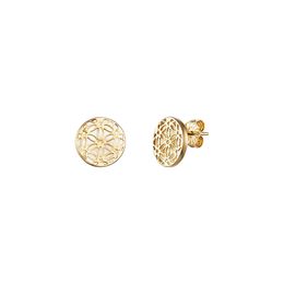 JULIE JULSEN Damen Paar Ohrstecker "925/- Sterling Silber vergoldet Lebensblume Perlmutt", one-size, Silber 925 (Sterlingsilber), gelb, Silber 925
