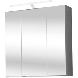Spiegelschrank Welltime, B:60cm H:66cm T:20cm, grau, Badezimmer, Schr&auml;nke, "Portofino", mit LED-Beleuchtung