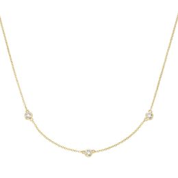 Luigi Merano Damen Collier "mit 3 funkelnden Brillanten, Zargenfassung, Gold 585", 45cm, Gelbgold 585, gold, Gelbgold 585, Halsketten