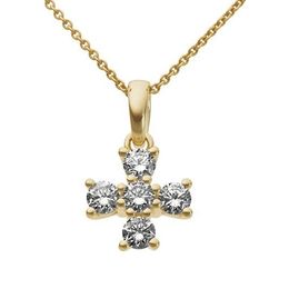 Firetti Damen Kreuzanhänger "Schmuck Geschenk Gold 585 Halsschmuck Anhänger für Halskette Kreuz", 0,25 P2 = erkennbare Einschlüsse, Diamanten