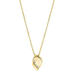 ZEEme Damen Kette mit Anh&auml;nger "925/- Sterling Silber vergoldet Zirkonia", 45cm, Silber 925 (Sterlingsilber), L: 45 B: 11mm, gelb, Silber 925