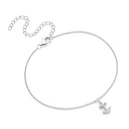 Smart Jewel Damen Fu&szlig;kette mit Anh&auml;nger "maritim mit Anker, Zirkonia Steine, Silber 925", 28cm, Silber 925 (Sterlingsilber), silber, Silber 925
