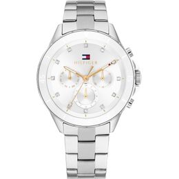 Tommy Hilfiger Damen Multifunktionsuhr "MELLIE", silber, Armbanduhren, Quarzuhr, Armbanduhr, Damen, Datum, Glaskristalle, Edelstahlarmband