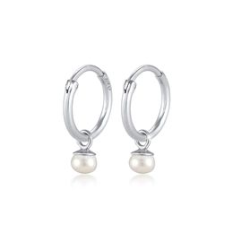 Elli Premium Damen Paar Ohrh&auml;nger "Creolen Einh&auml;nger S&uuml;&szlig;wasserzuchtperle 925 Silber", onesize, ohne Stein, Silber 925 (Sterlingsilber), silber,