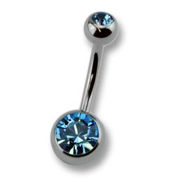 ZEEme Damen Bauchnabelpiercing "Titan silberfarben Kristall dunkelblau", silber, Titan, Piercings