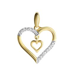 Vivance Damen Kettenanh&auml;nger "925-Sterling Silber vergoldet teilweise rhodiniert Zirkonia", one-size, Silber 925 (Sterlingsilber), 0,8 g, gelb,
