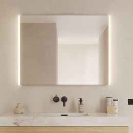 LED-Lichtspiegel Loevschall, B:100cm H:75cm T:3,8cm, silber, Spiegelglas, Spiegel, "Lago Quadratisch, Badzimmerspiegel mit LED Beleuchtung",