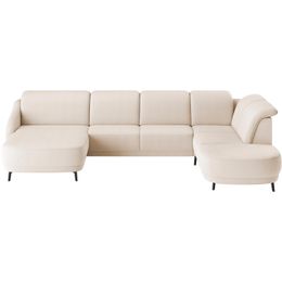 Sit & More Wohnlandschaft SIT & MORE, B:356cm H:93cm T:249cm, beige, 100% Polyester, Sofas, "Blues U-Form", inkl. Kopfteilverstellung, wahlweise mit Klapptisch