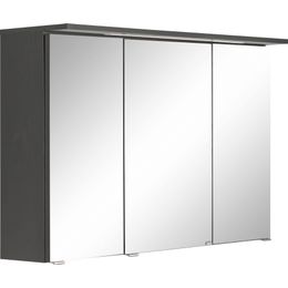 Spiegelschrank Welltime, B:100cm H:66cm T:20cm, grau, Holzwerkstoff, MDF, Badezimmer, Schr&auml;nke, "Lucca", mit LED Beleuchtung