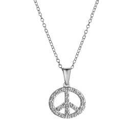 Celesta Damen Kette mit Anhänger "Boho Peace mit Kette 42+3cm 925 Silber Zirkonia weiss", 42+3cm, Silber 925 (Sterlingsilber), L: 45 B: 12mm, silber,
